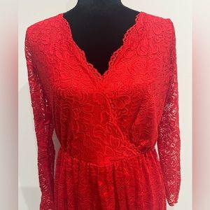 Dresses | Red Lace Dress | Poshmark